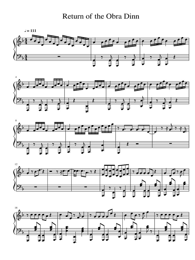 Return of The Obra Dinn Sheet Music | PDF
