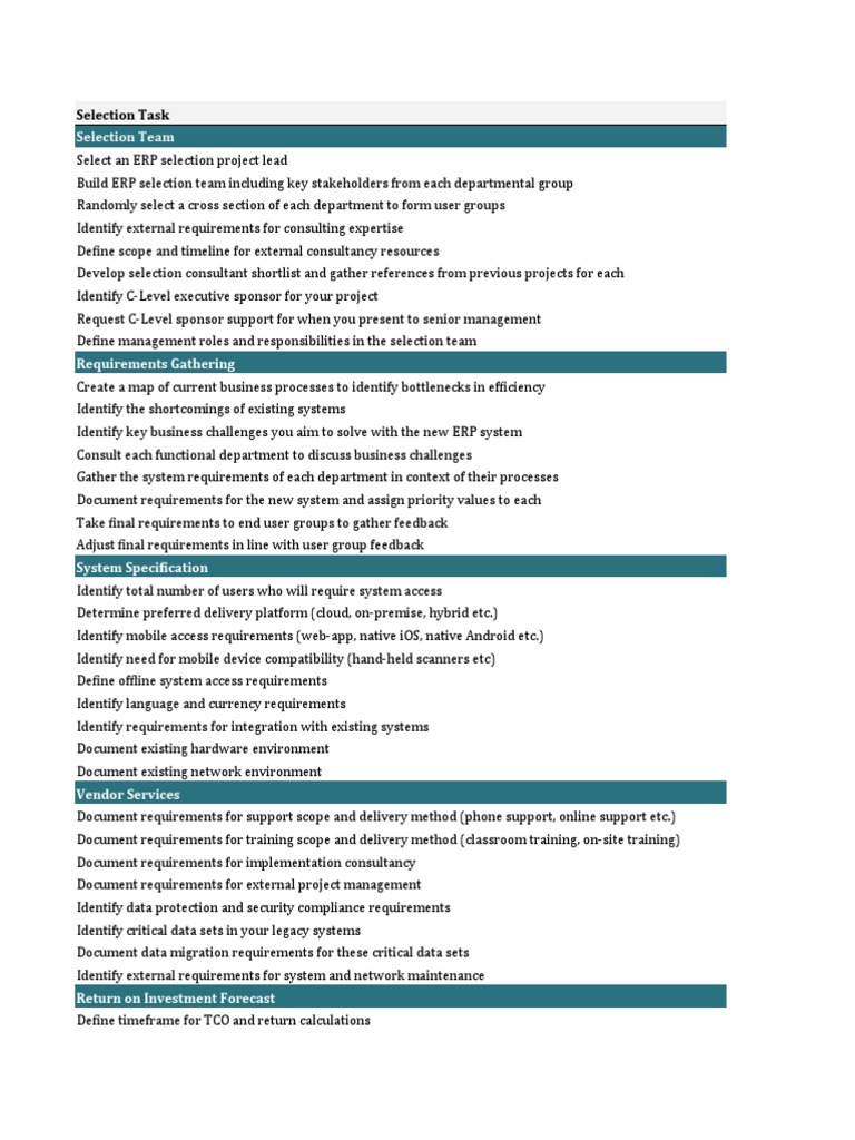 ERP Selection Checklist - ERP Focus | PDF | Enterprise Resource ... ERP Selection Checklist - ERP Focus | PDF | Enterprise Resource ...