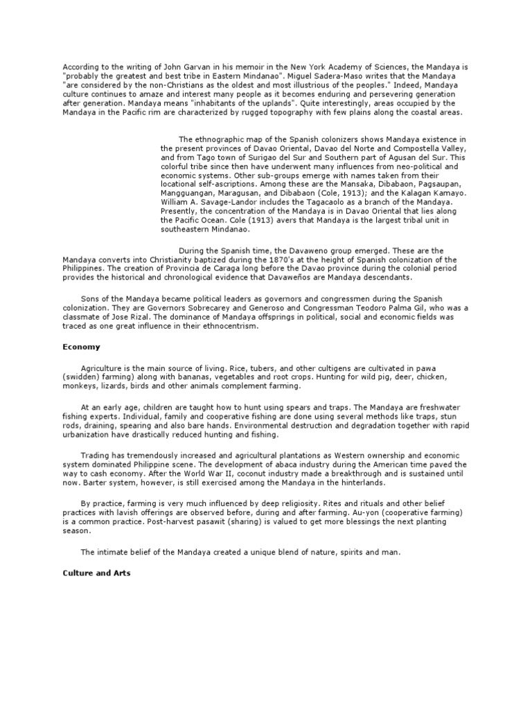 Mandaya Tribe: Culture and Costumes | PDF | Mindanao | Agriculture