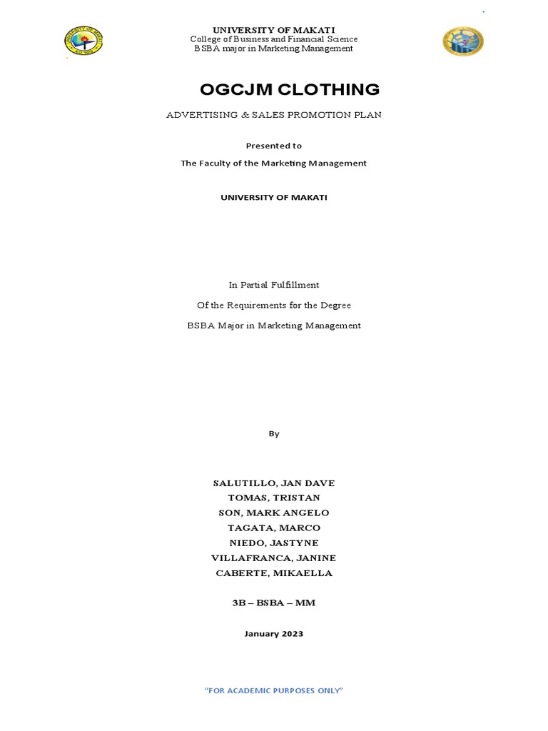 III BMM Group 3 Ogcjm Clothing Advertising Plan Assignment 4 | PDF ...