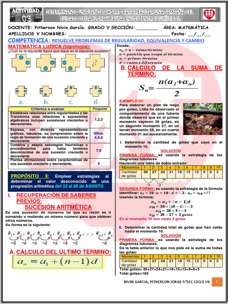 Regla de formación de una sucesión creciente y su aplicación en situaciones significativas | PDF ...