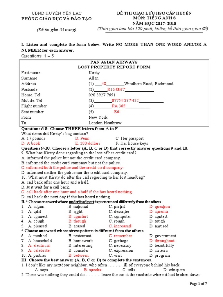 ĐỀ - HSG 8 - 3 | PDF | Obesity | Foods