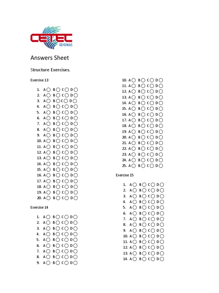 Answers Sheets Structure | PDF