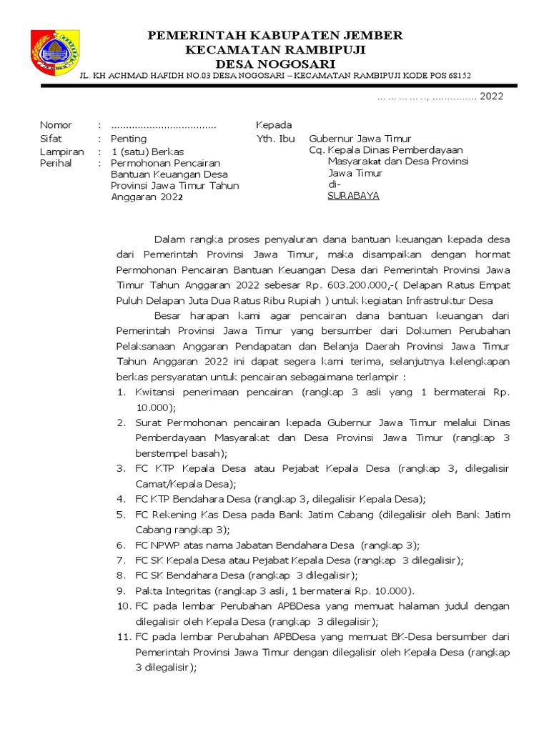 NOG Dokumen Pencairan BK-Desa PAPBD 2022.file | PDF