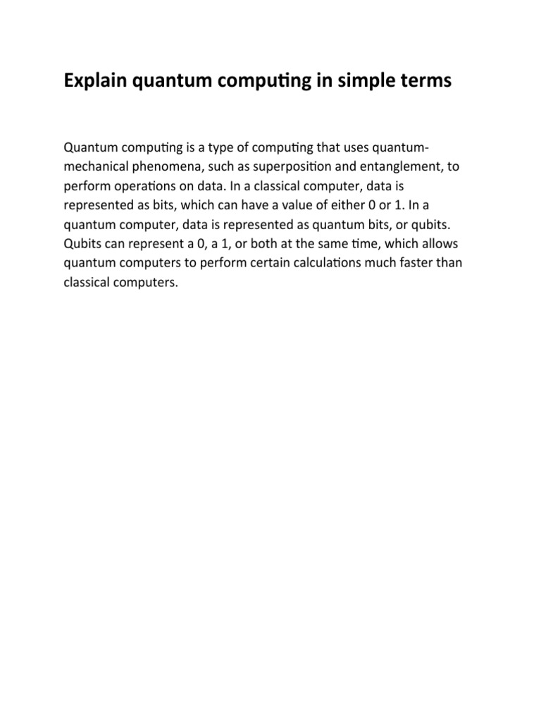 Explain Quantum Computing in Simple Terms | PDF