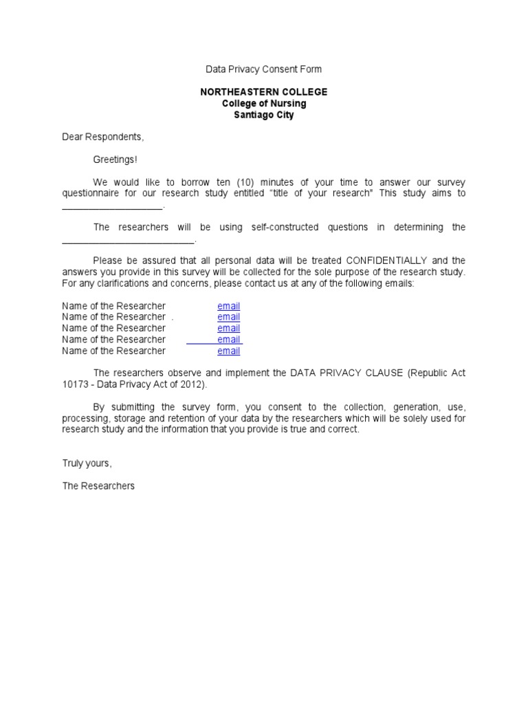Data Privacy Consent Form | PDF