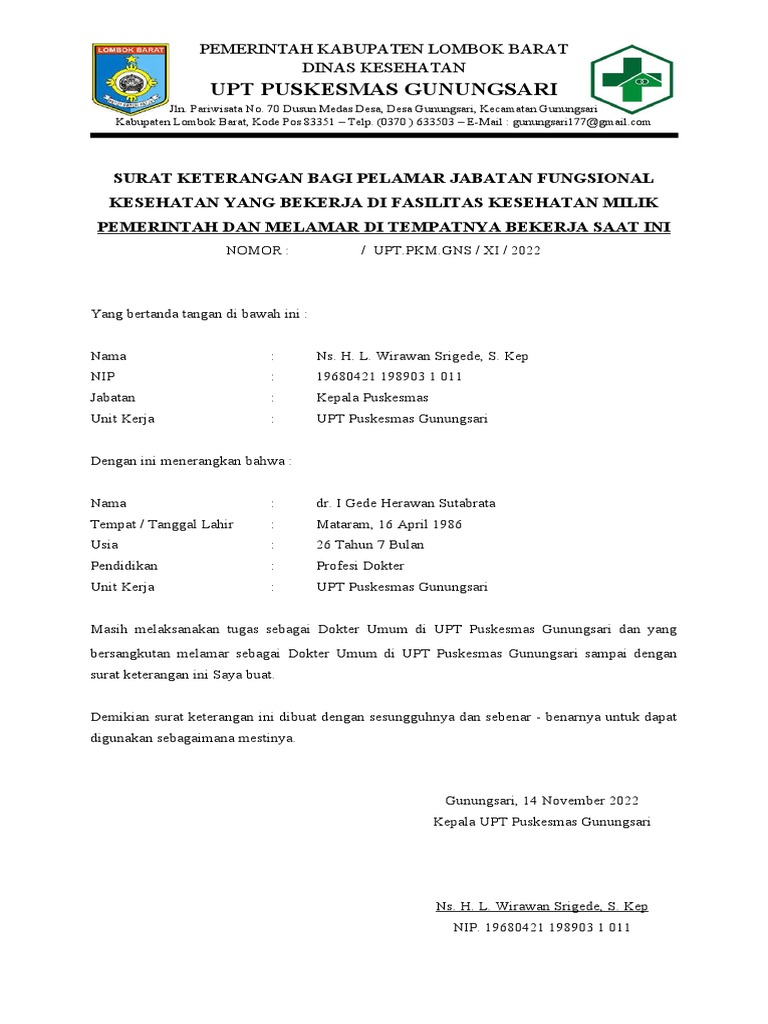 Surat Keterangan Pelamar | PDF