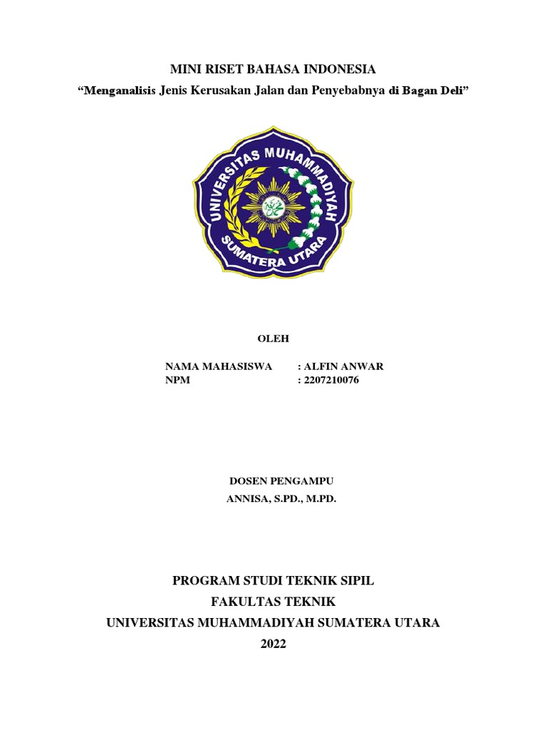 Alfin Anwar - Mini Riset Bahasa Indonesia - B1 Pagi Sipil | PDF ...