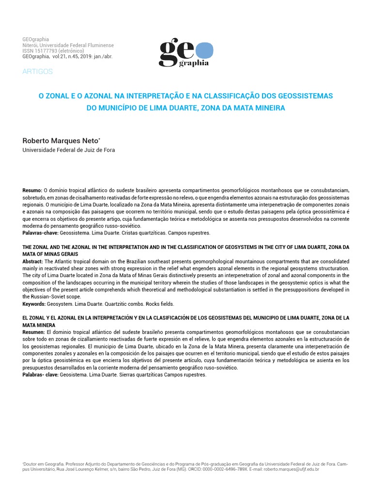 O Zonal e o Azonal na classificação dos Geossistemas de Lima Duarte ...