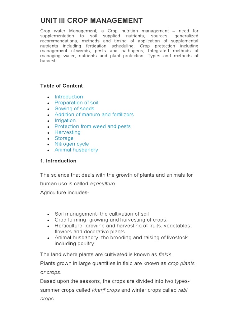 Principles of Crop Production Management | PDF | Soil | Fertilizer