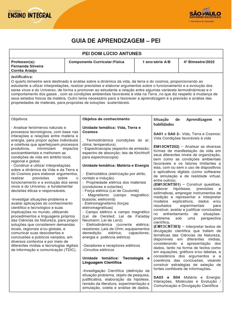 Física 1anos 4ºbimestre | PDF | Eletricidade | Science