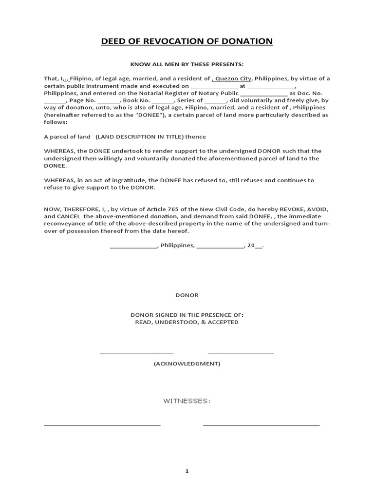 Revocation of Donation | PDF | Property Law | Government
