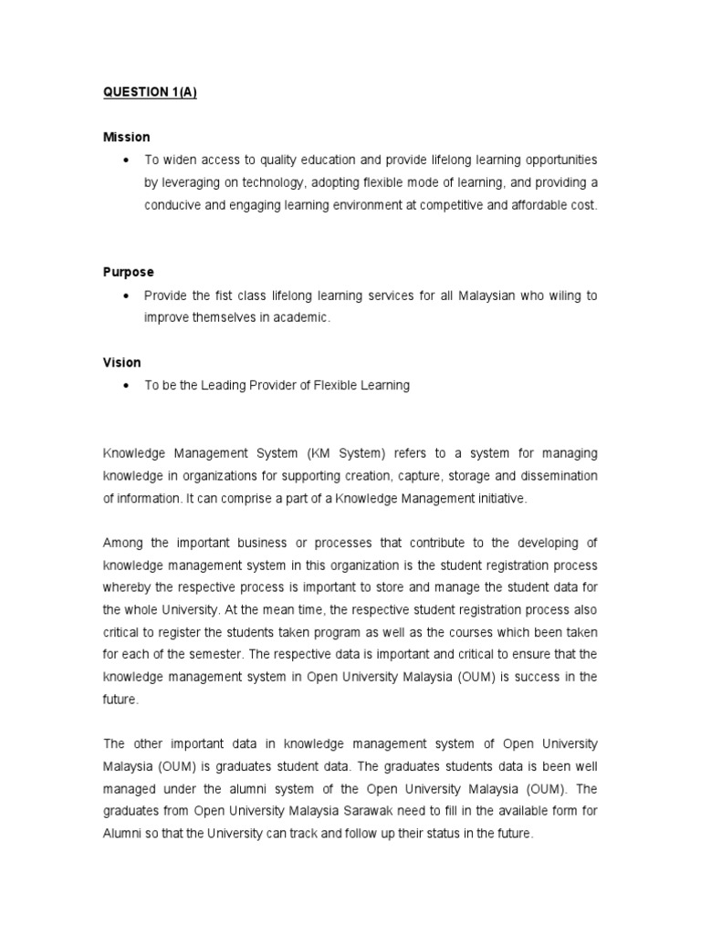 Strategic Planning Tools For Open University Malaysia s Continuous