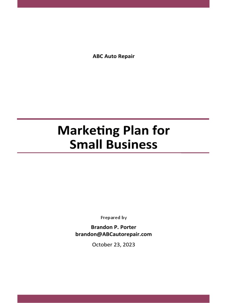 Simple Marketing Plan Template For Small Business | PDF | Marketing ...