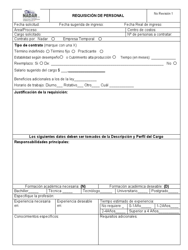 Requisicion de Personal | PDF