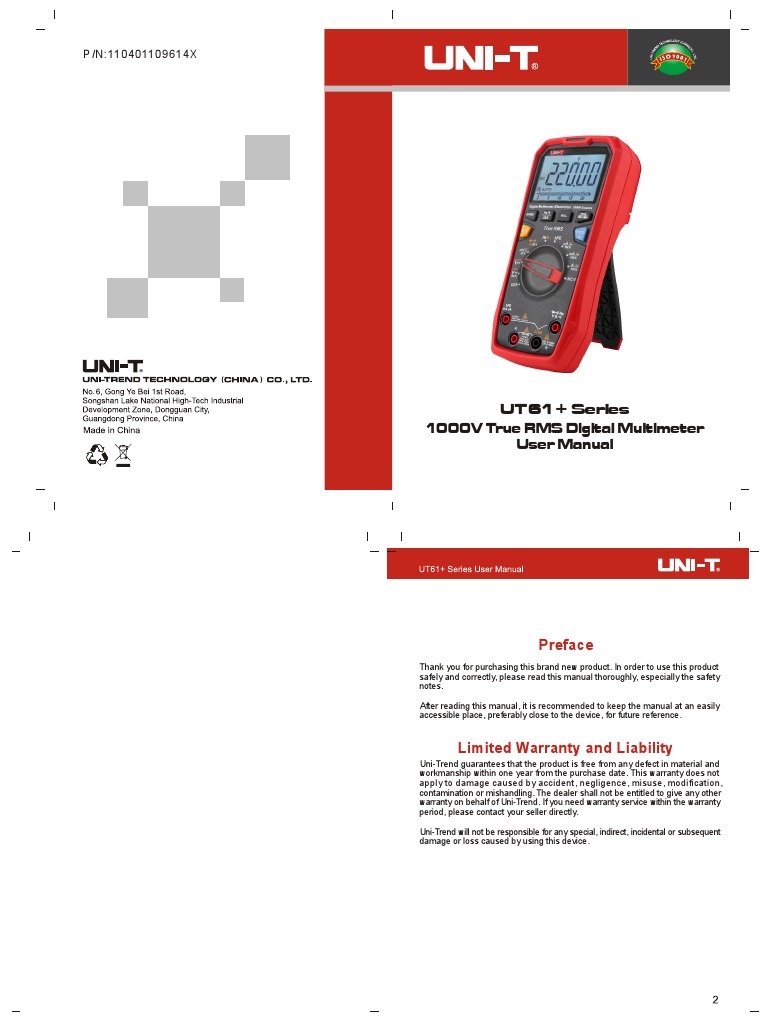 Uni-T Ut61d 61e | PDF | Capacitor | Power Supply