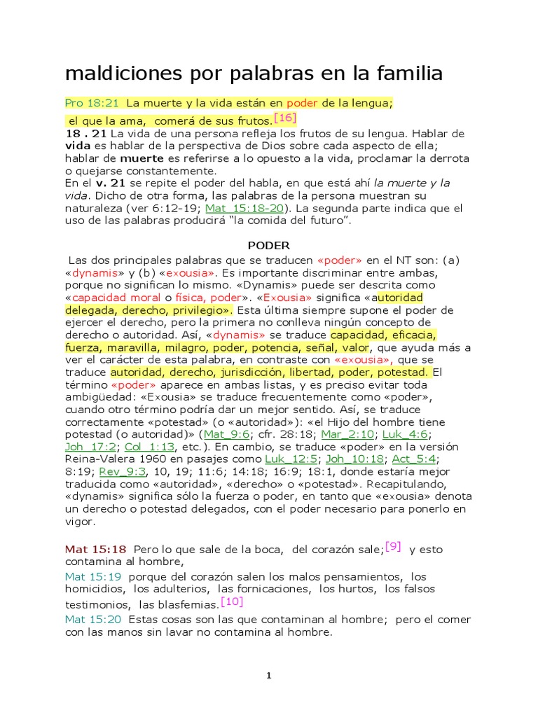 Maldiciones Por Palabras en La Familia | PDF | Jacob | Bendición