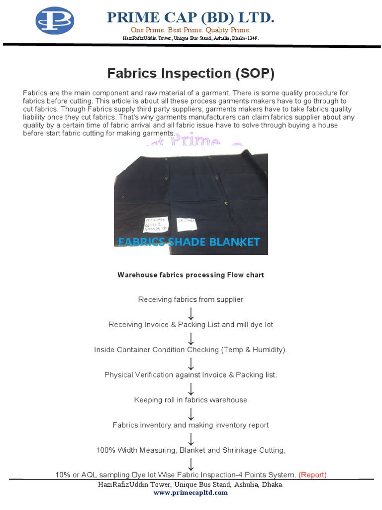 Fabrics Inspection SOP | PDF | Textiles | Secondary Sector Of The Economy