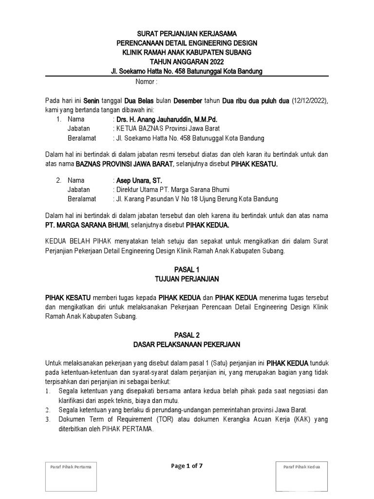 DRAFT PKS PENUNJUKAN VENDOR PT MARGA SARANA BHUMI Edit Yudha | PDF | Komputer | Teknologi & Rekayasa