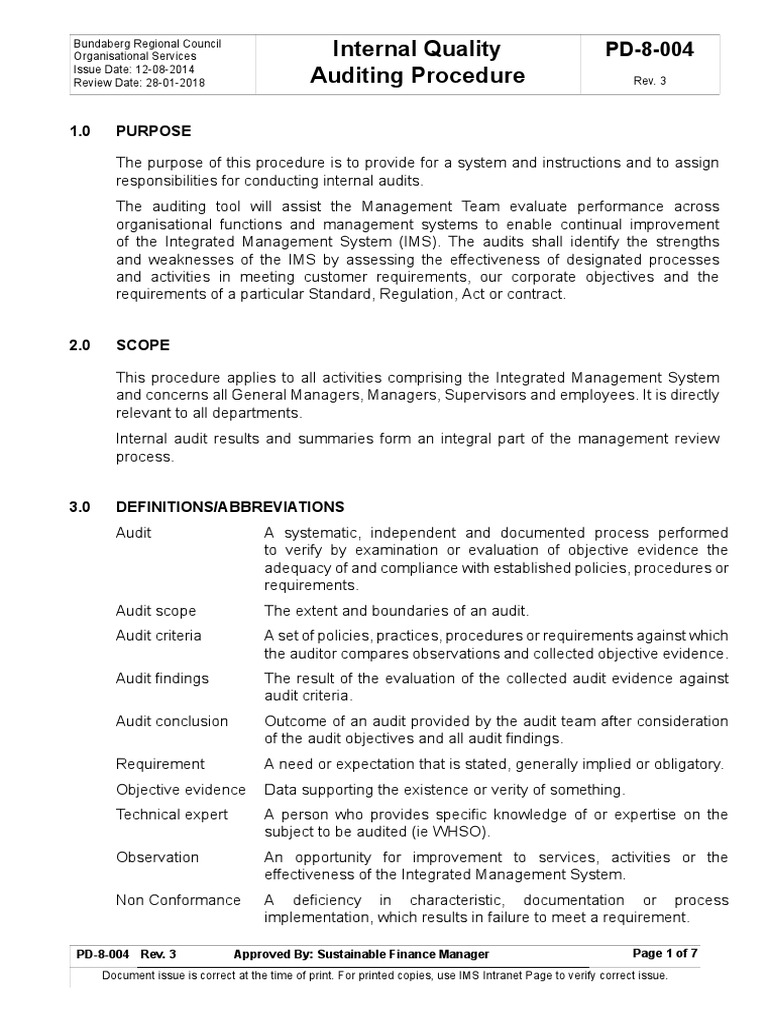 Internal Quality Audit Procedure Guide | PDF | Audit | Internal Audit