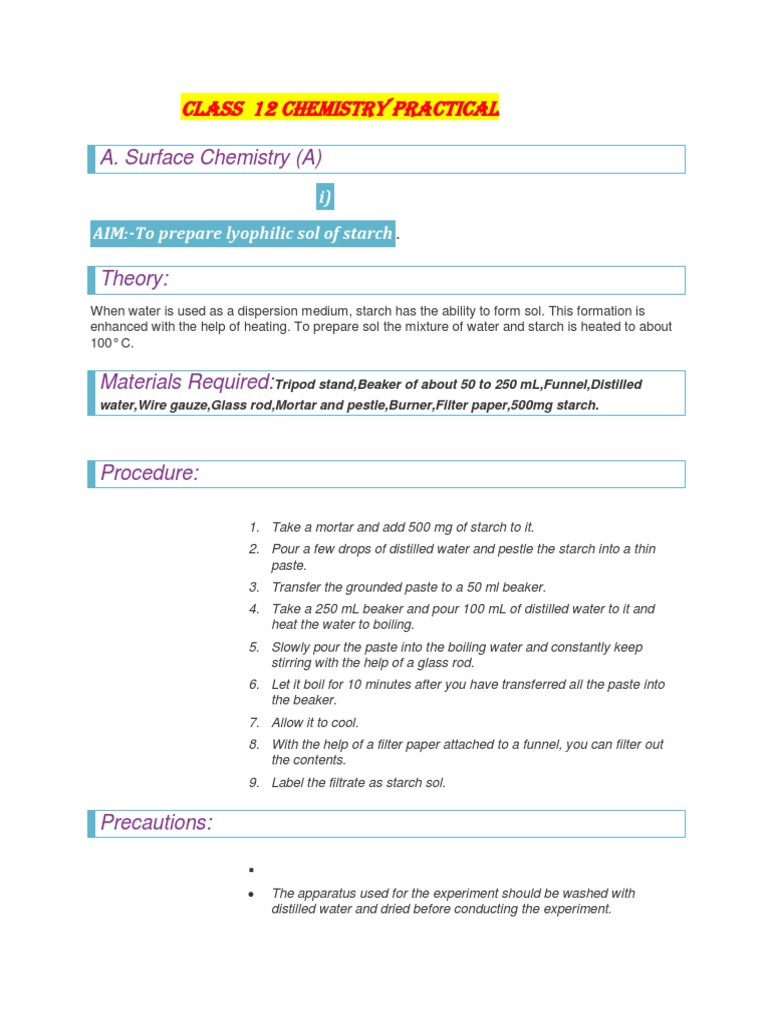 Class 12 Chemistry Practical | PDF | Electrochemistry | Electrode