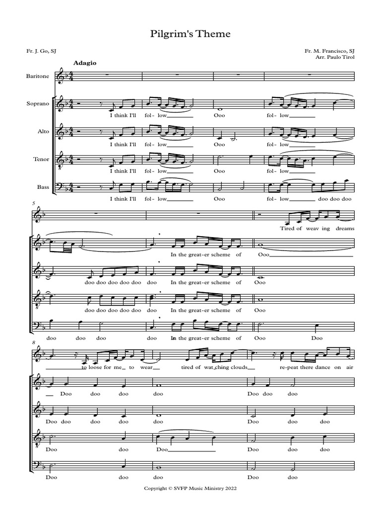 Pilgrims Theme Full Score | PDF | Elements Of Music | Human Throat