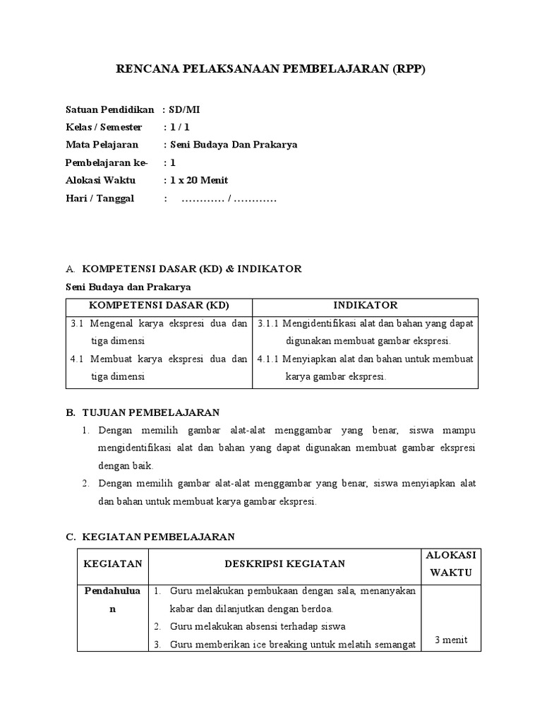 RPP 10 (Gambar Ekspresi 3 Dimensi) | PDF