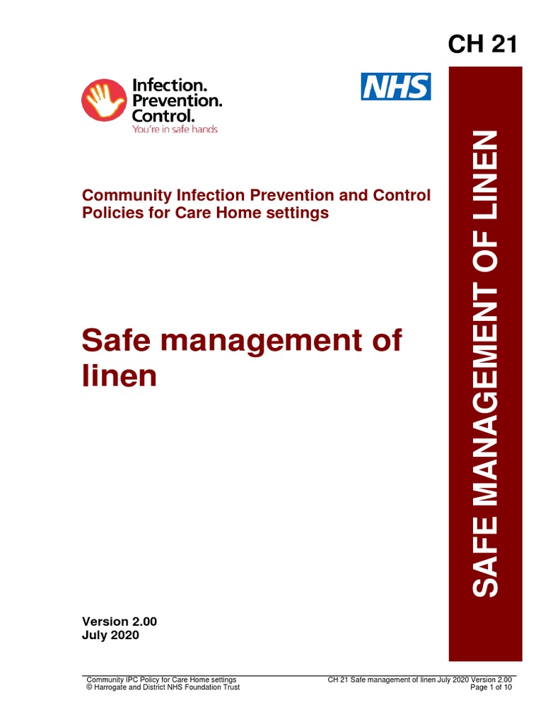 CH 21 Safe Management of Linen July 2020 Version 2.00 | Download Free ...