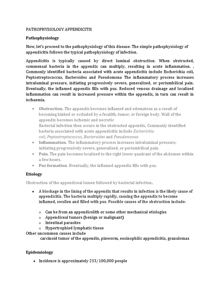 Appendicitis Pathophysiology Explained | PDF | Inflammation | Abdomen