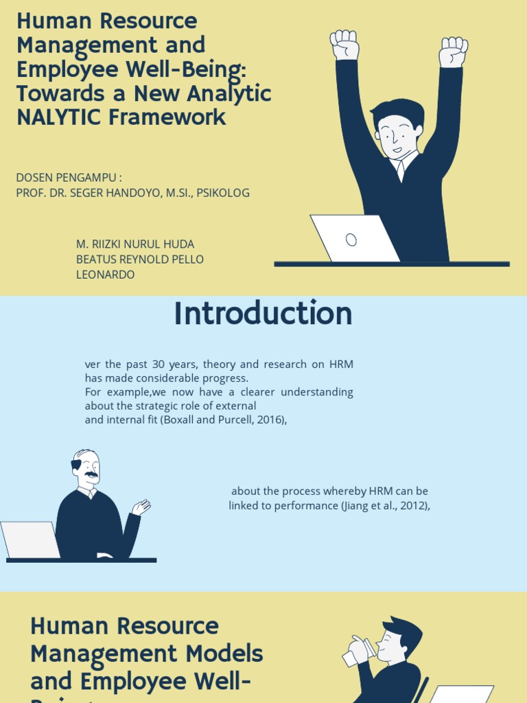 Human Resource Management and Employee Well-Being Towards A New Analytic NALYTIC Framework ...