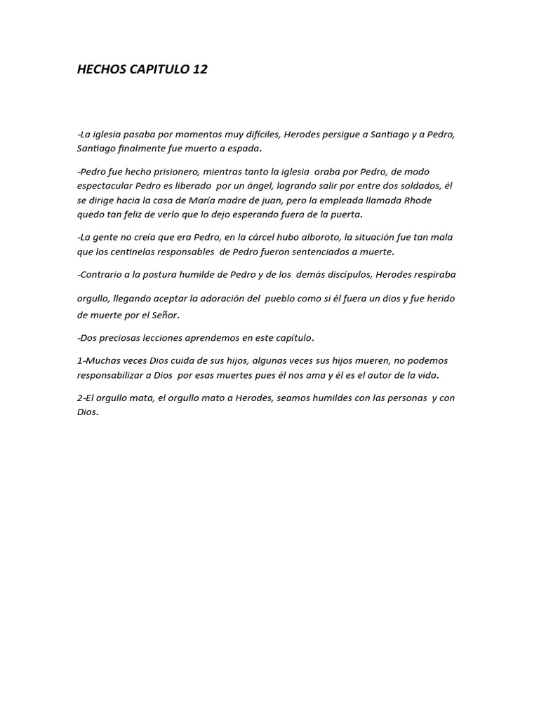Resumen de Hechos 12: Pedro y Herodes | PDF | Religión y espiritualidad