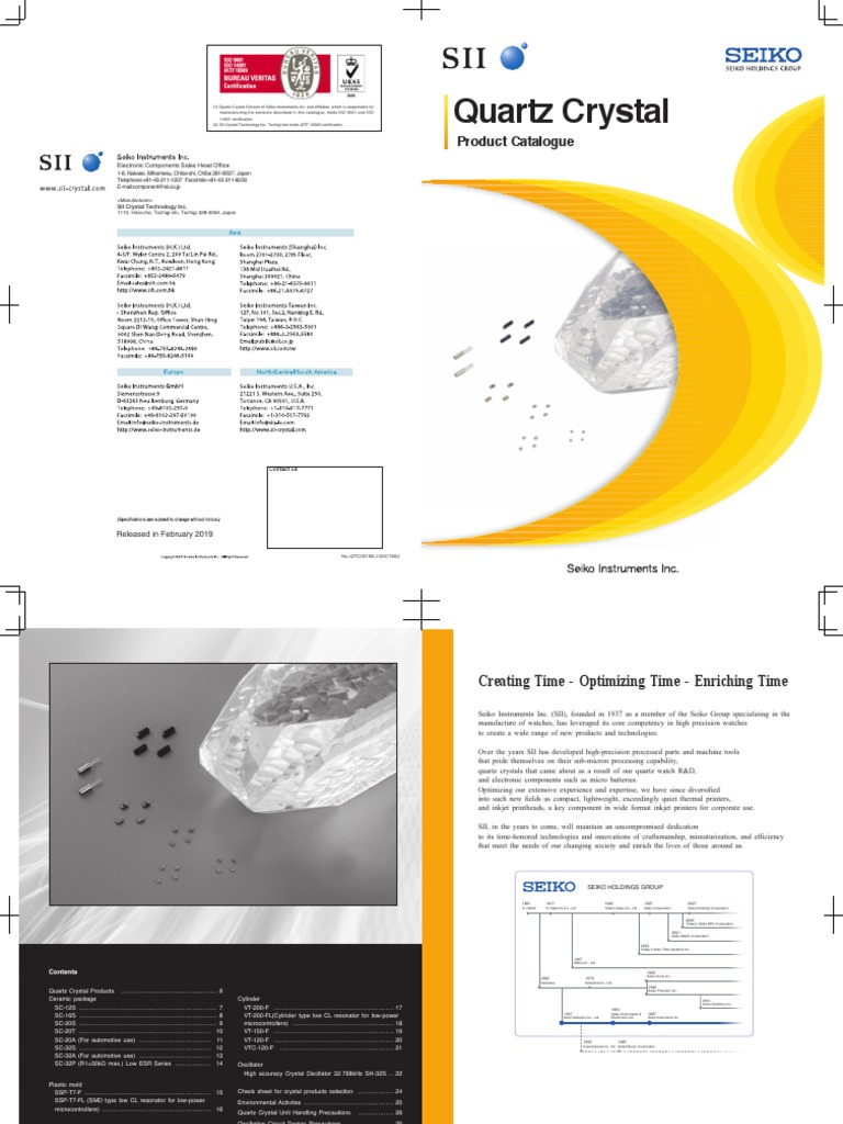 Quartz Crystal: Product Catalogue | PDF | Capacitor | Electricity