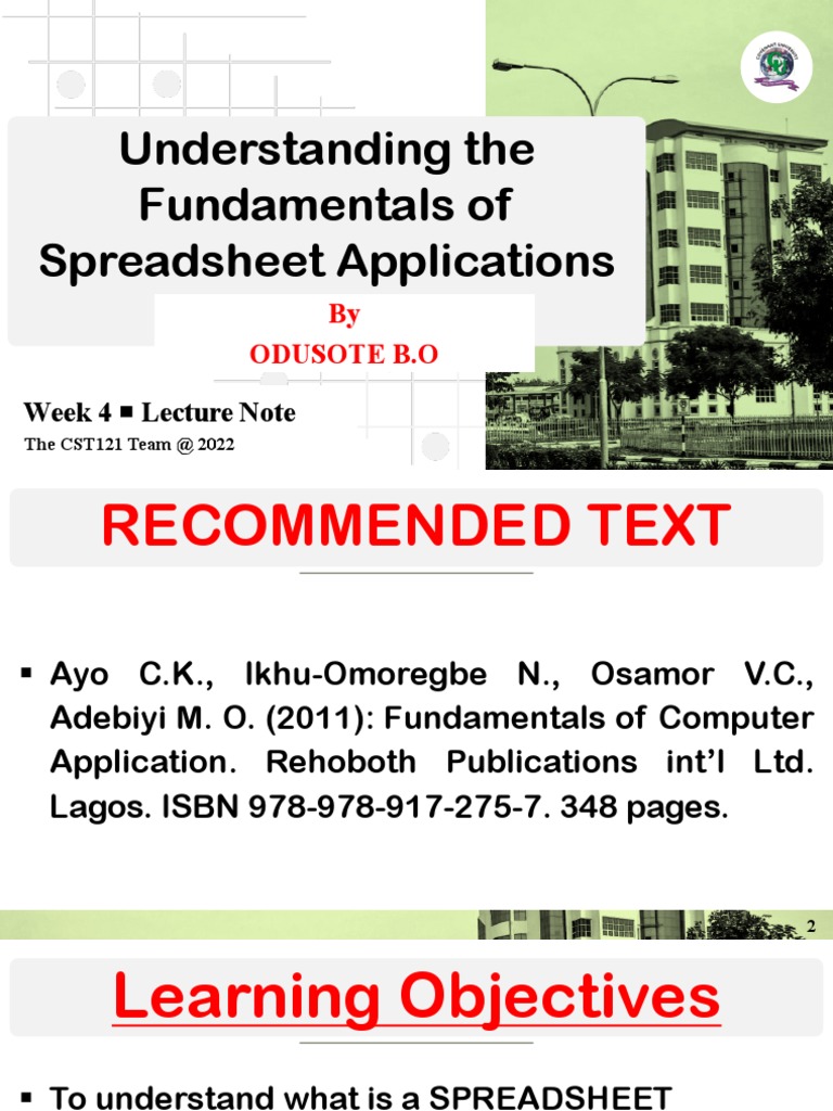 Fundamentals of Spreadsheet Applications | PDF | Spreadsheet | Formula Fundamentals of Spreadsheet Applications | PDF | Spreadsheet | Formula