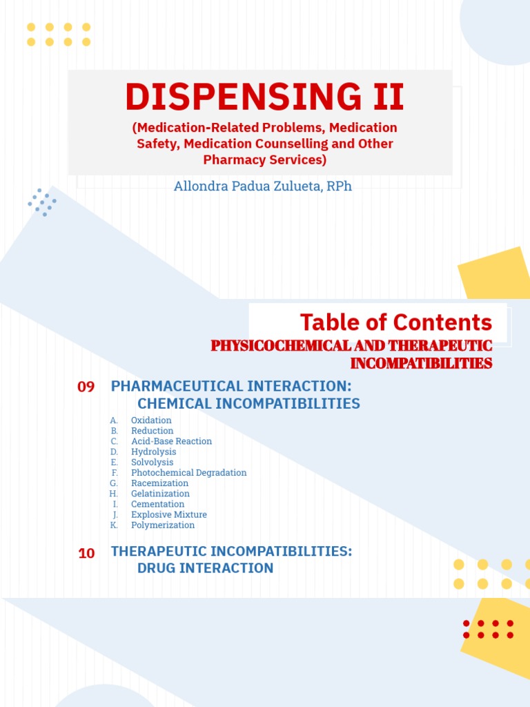 Chemical and Therapeutic Incompatibilities | PDF | Redox | Chemical ...
