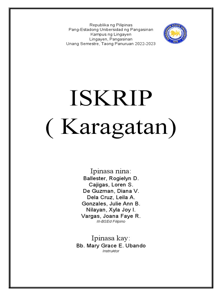 Karagatan (Iskrip) | PDF