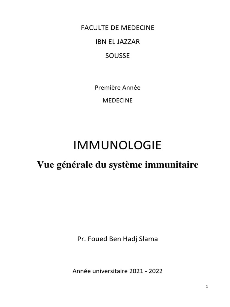 Vue Générale Du Système Immunitaire | PDF | Système immunitaire ...