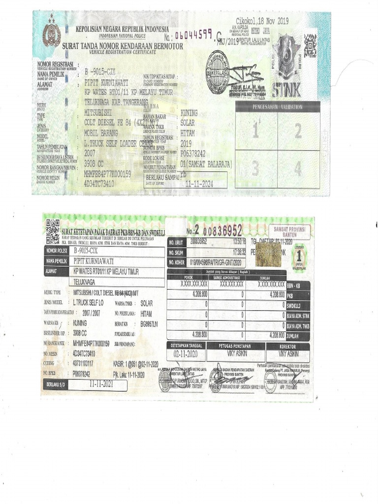 Stnk-Pajak b9015cjx Selfloder-Boom Truck 3 T | PDF