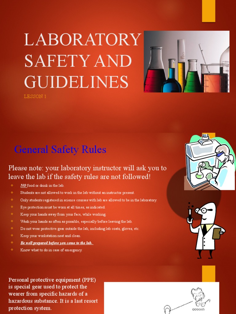 Lab 1.1 LABORATORY SAFETY GUIDELINES | PDF | Personal Protective Equipment | Laboratories
