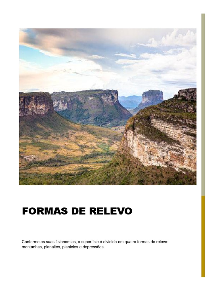 Formas de relevo terrestre: montanhas, planaltos, planícies e ...