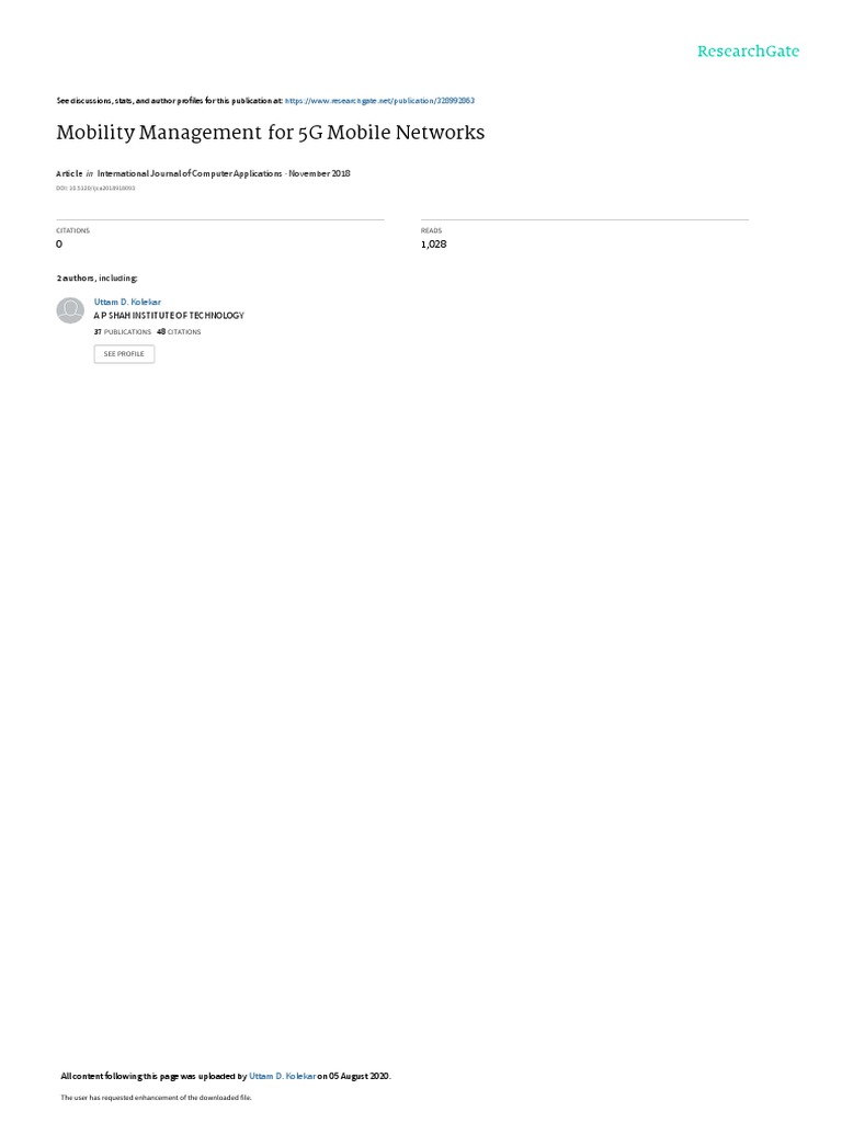 Mobility Management For 5G Mobile Networks | PDF | Lte ...
