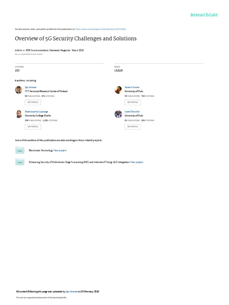 Overview of 5G Security Challenges and Solutions | PDF