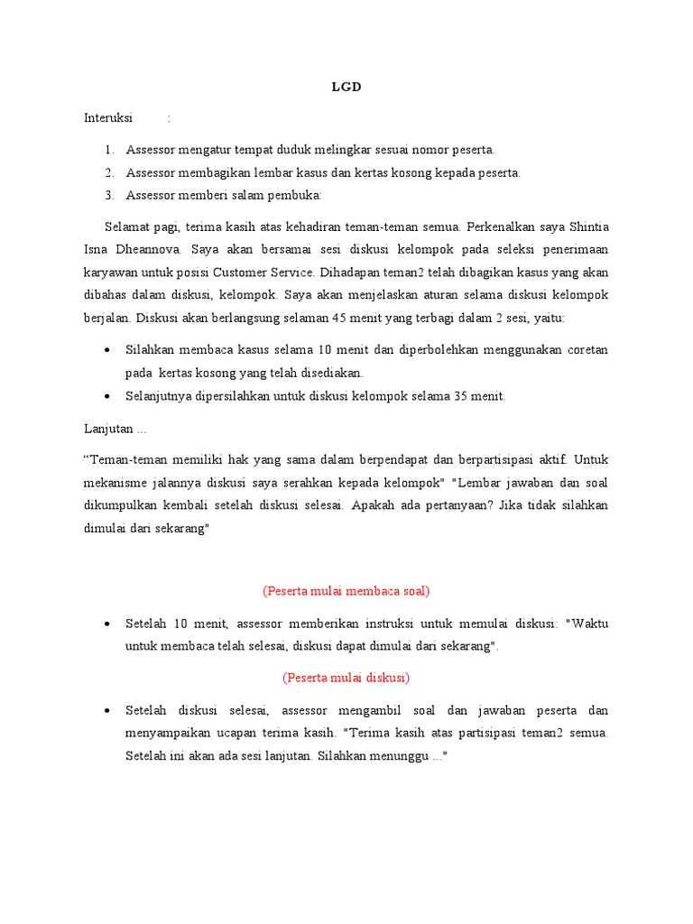 Intruksi LGD Dan FGD | PDF