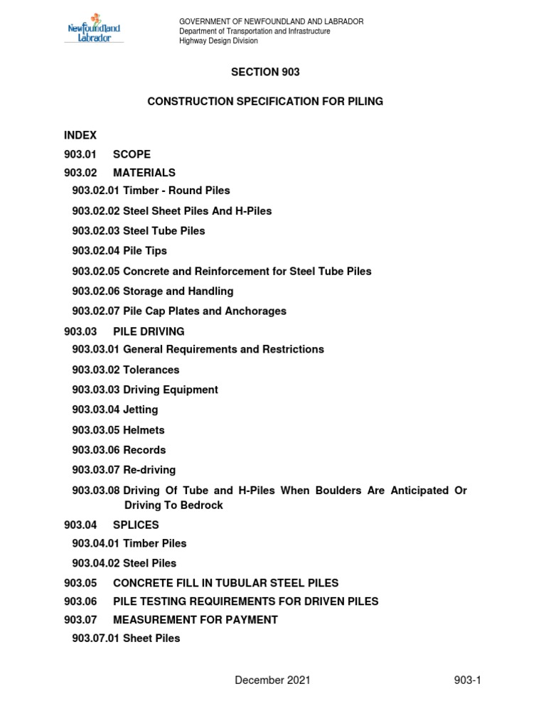 (Newfoundland) Construction Spec For Piling | PDF | Deep Foundation | Welding