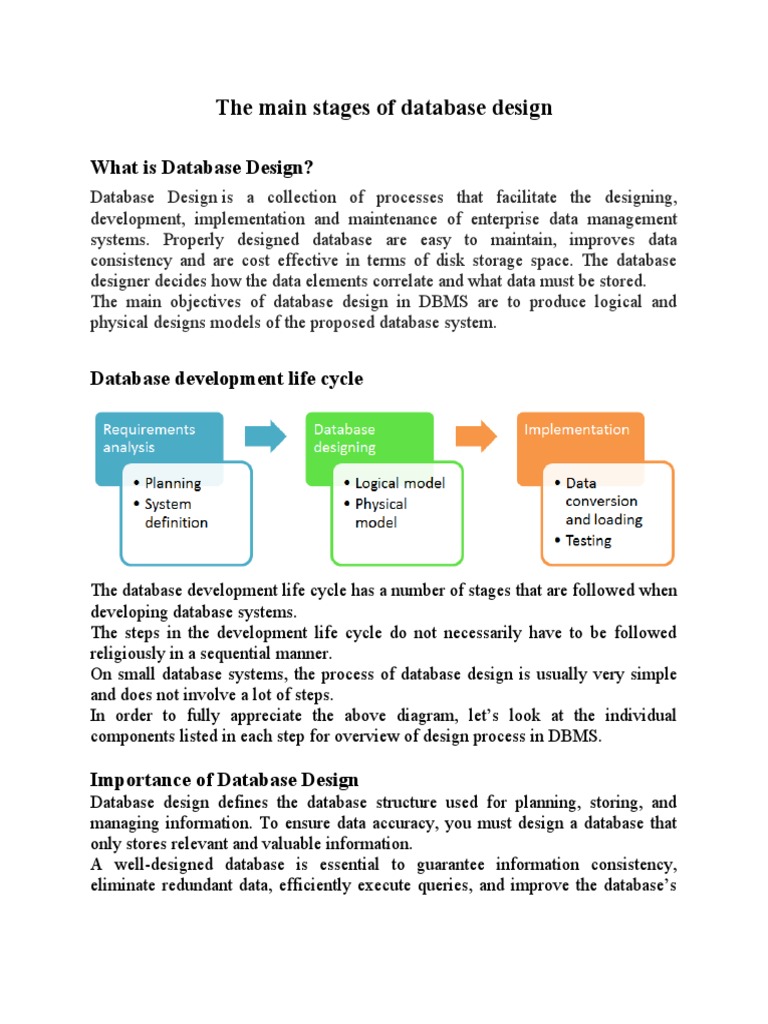 The Main Stages of Database Design | PDF | Databases | Conceptual Model The Main Stages of Database Design | PDF | Databases | Conceptual Model