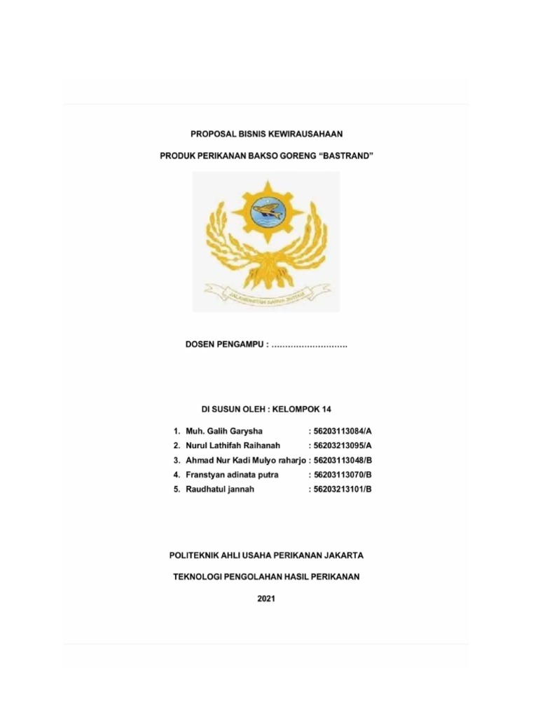 Proposal Bakso Goreng Bastrand | PDF