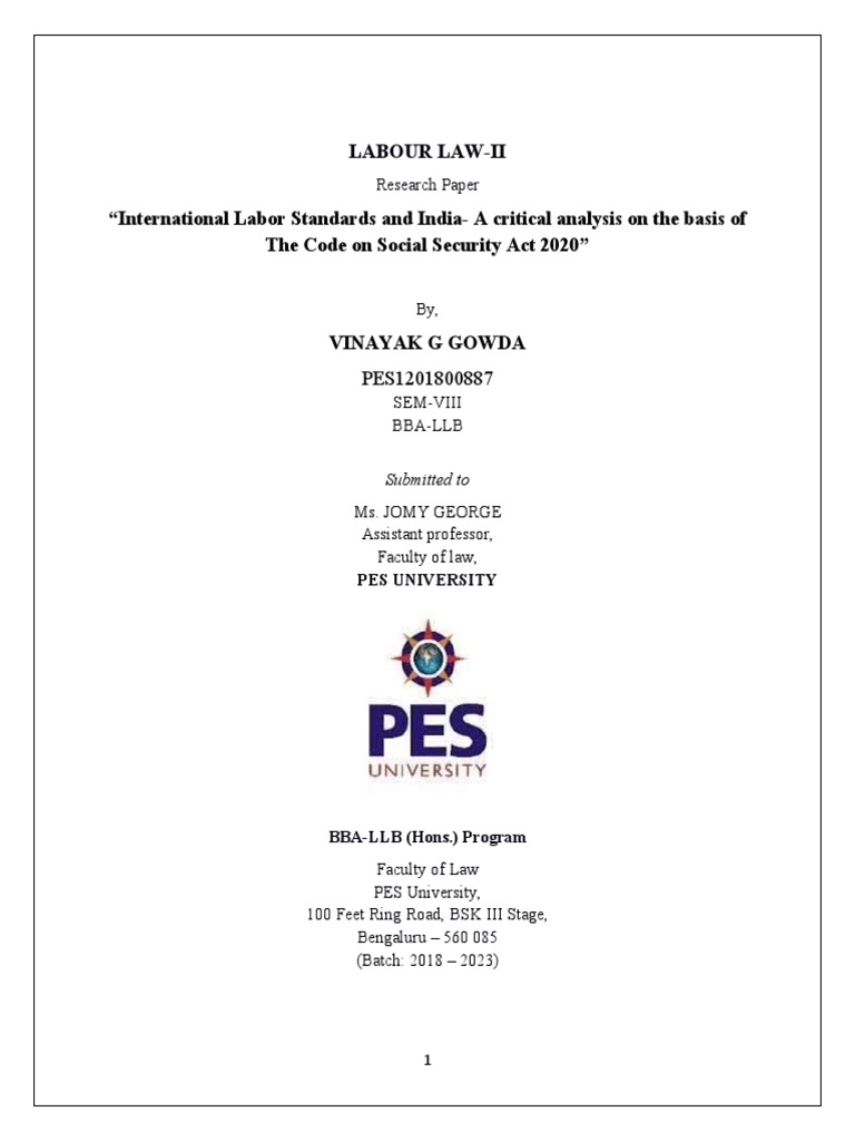 Labour Law Ii RP | PDF | Welfare | Employment