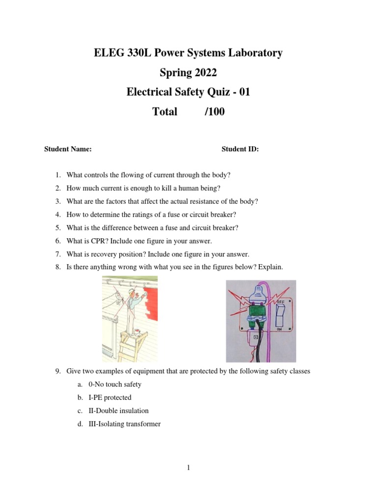 Electrical Safety Quiz - 1 | PDF