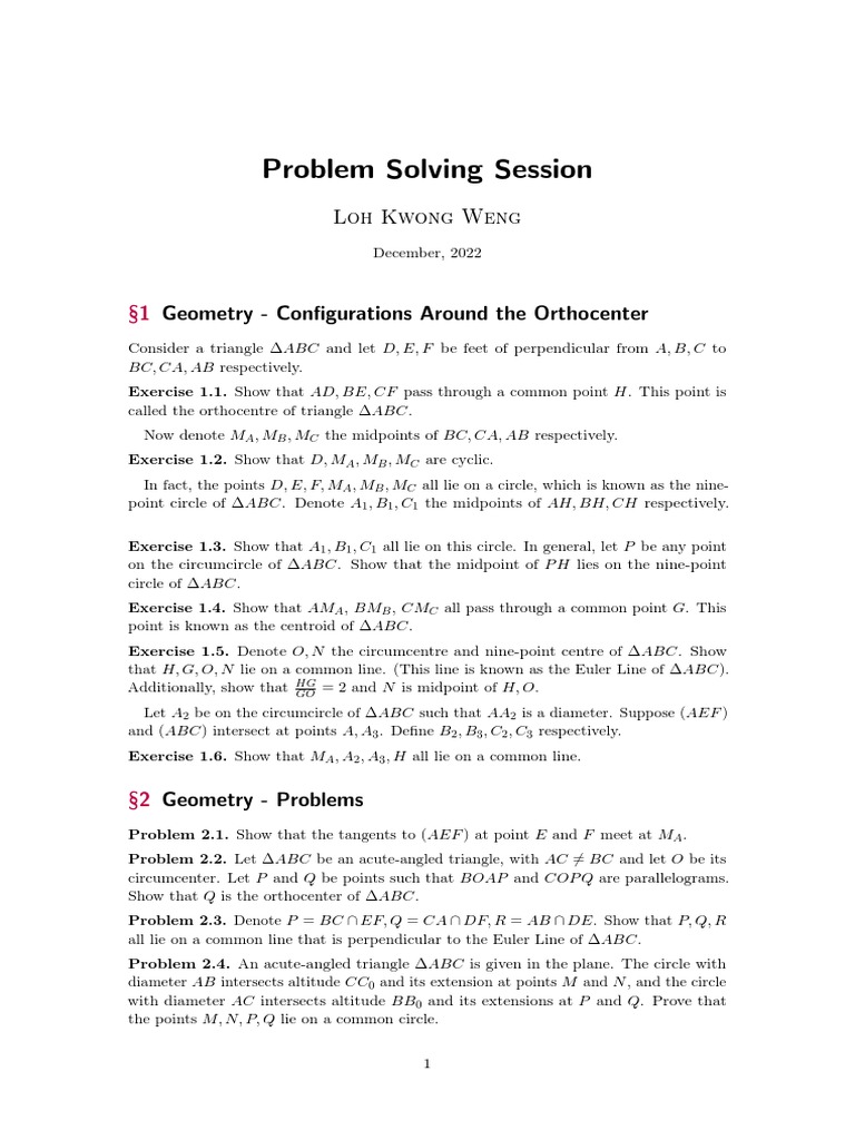 Bimo 1 2023 PSS (B&J) - 1 | PDF | Triangle | Euclidean Plane Geometry