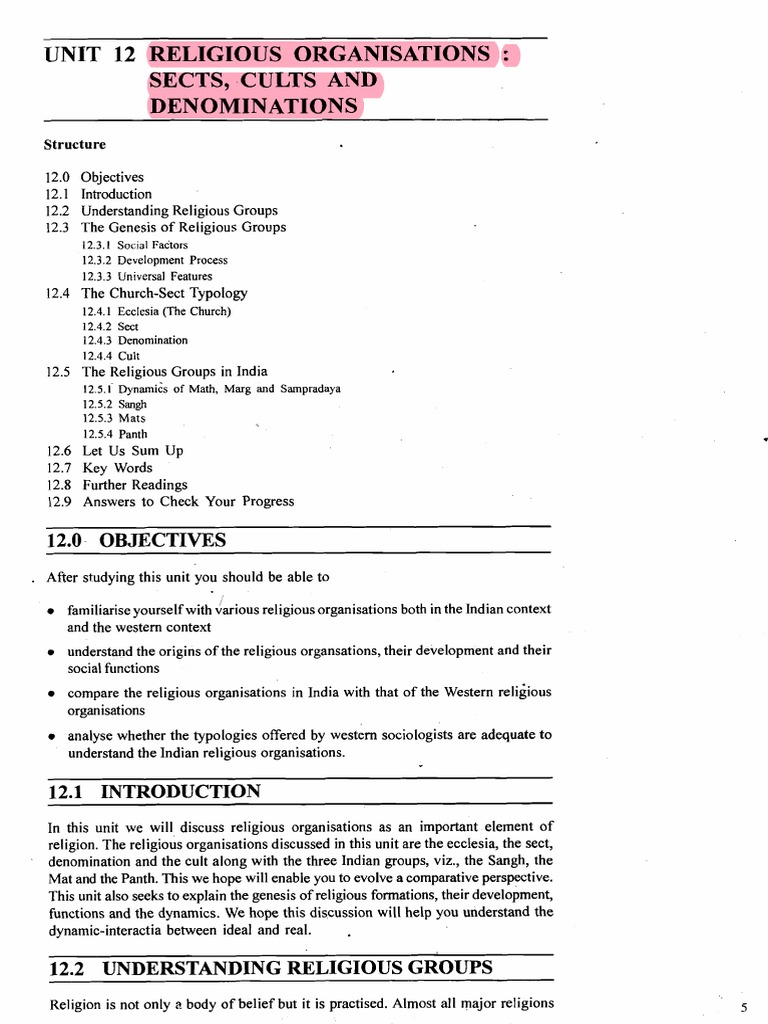 Religious Organisations - Sects, Cults and Denominations | PDF ...