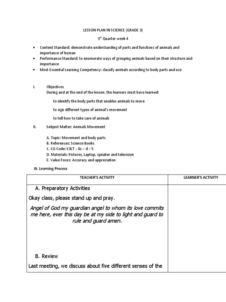 Lesson Plan in Science Grade 2 | PDF | Learning | Senses
